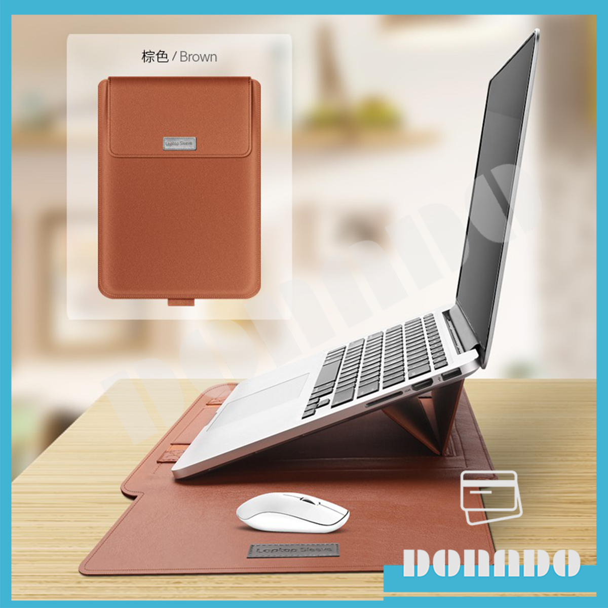 4 in 1 Set Laptop Stand Bag/Pouch Leather Sleeve Magnets Waterproof ...