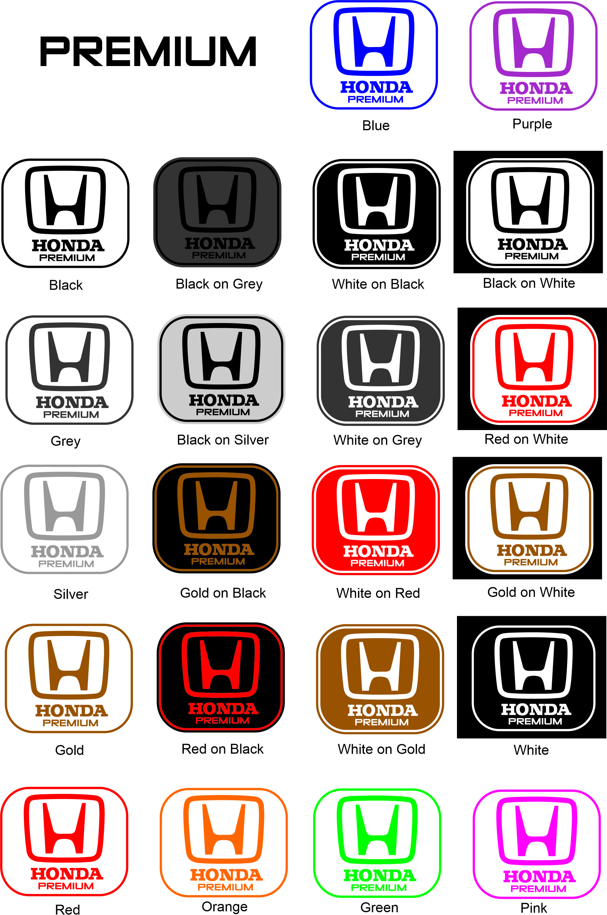 Honda car gas tank cover sticker gasoline, diesel, unleaded, premium ...