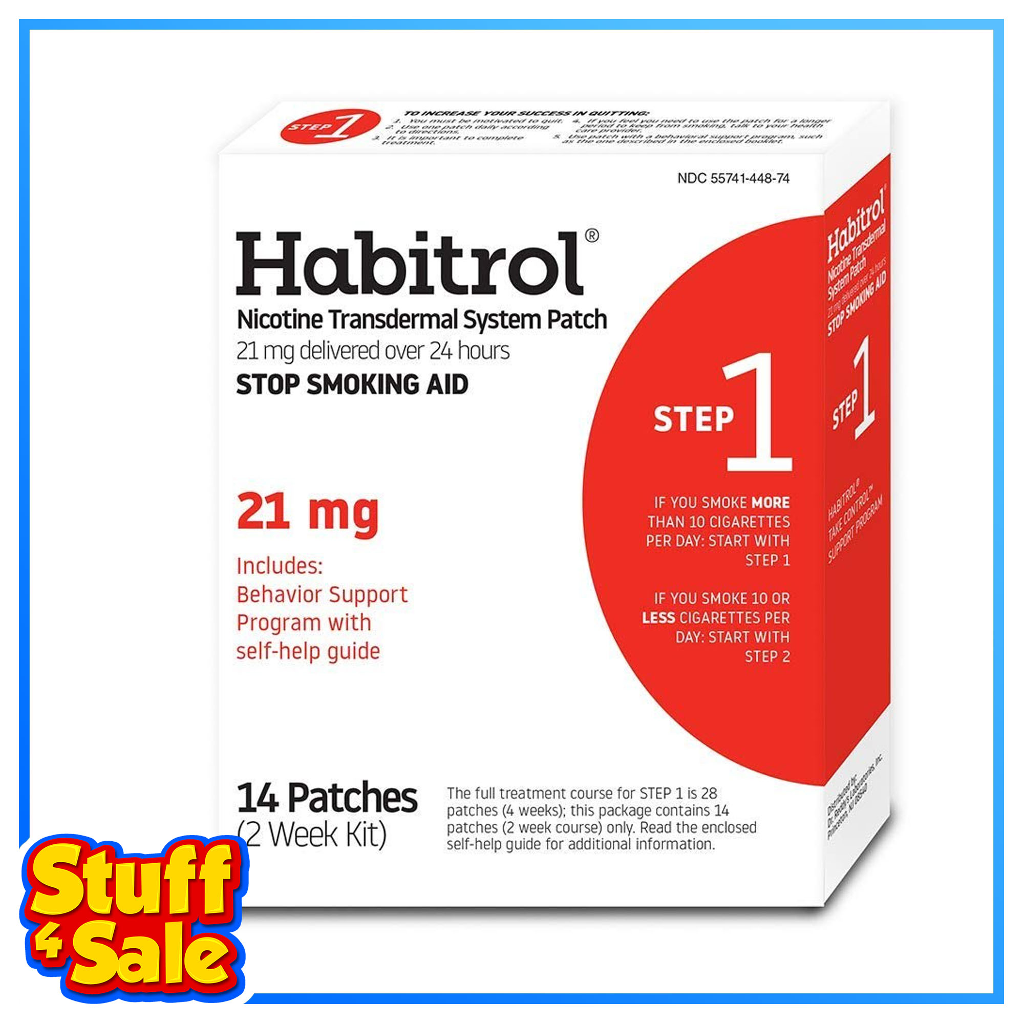 Habitrol Step 1 Nic.otine Transdermal System Stop Smoking Aid 21 mg 14 ...