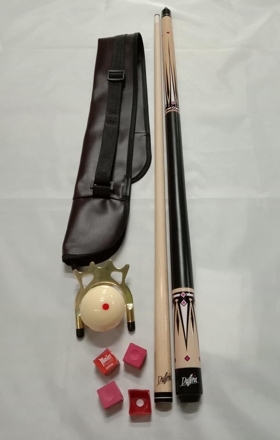 Dufferin Billiard Cue Stick+ Taiwan 6 Dot+3pcs Master Red Chalk and ...