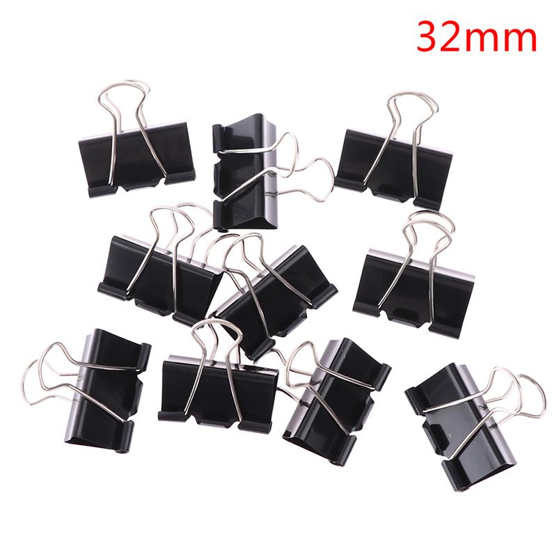 FNC 10 pcs Black Metal Binder Clips Notes Letter Paper Clip Binding ...