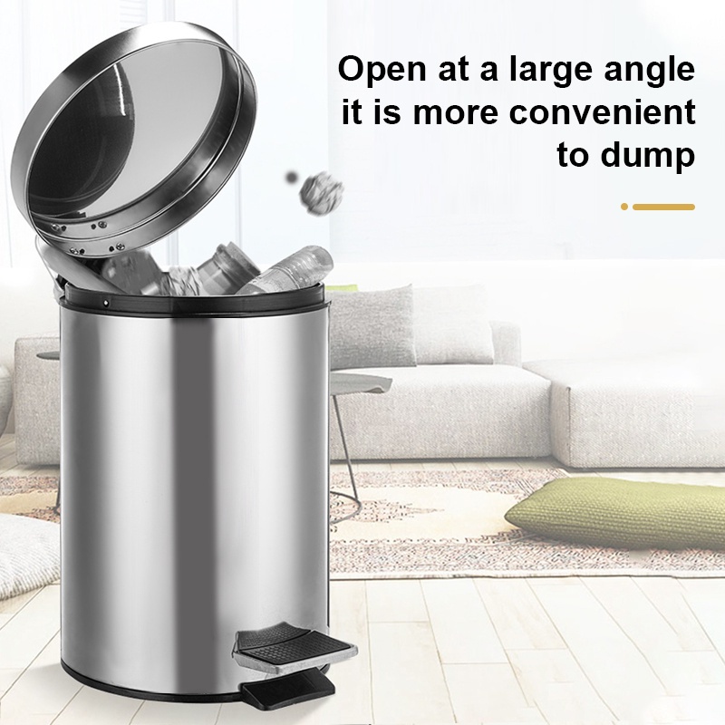 Stainless Foot Pedal Trash Bin Waste Can with Plastic Bucket Inside The ...