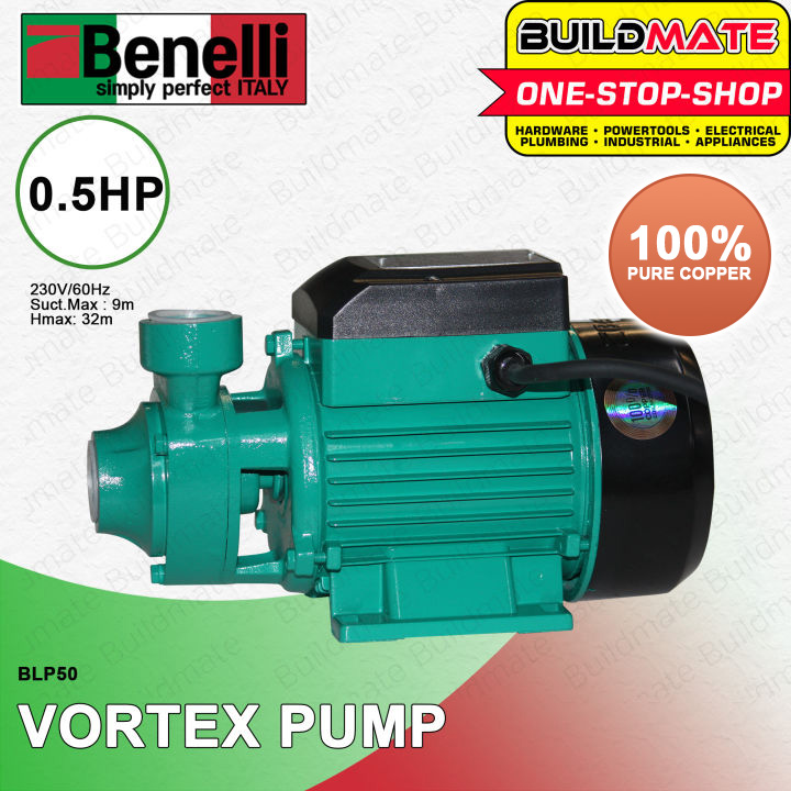 BUILDMATE Benelli Italy Water Booster Vortex Pump 0.50HP Clean Water Pump 100% Copper Winding ...
