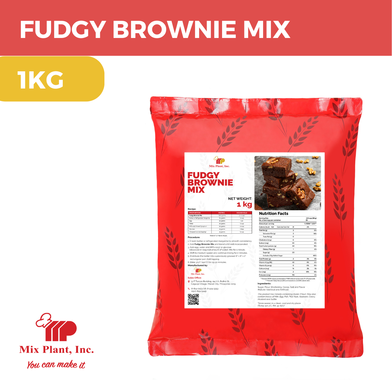 Mix Plant Fudgy Brownie Mix Powder 1KG | Lazada PH