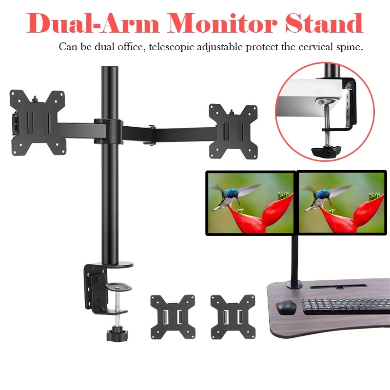 Dual LED Monitor Mount Stand Desktop Computer For 14 -32 Vertical ...