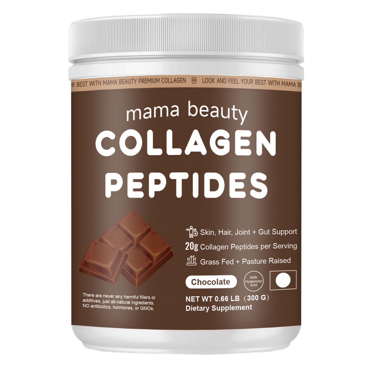 Mama Beauty Collagen Peptides Powder with Hyaluronic Acid and Vitamin C ...