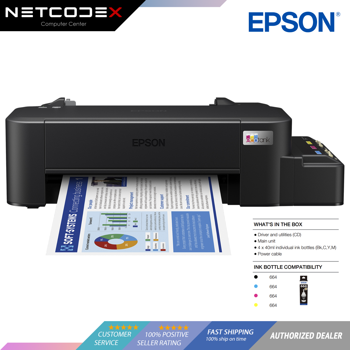 Epson L121 Ink Tank Inkjet Printer - Ink Tank System | L 121 up to A4 ...