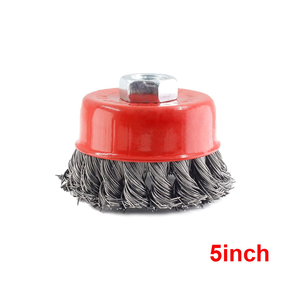 JLD Wire Cup Brush Set 5INCH Twisted Knotted Cup Brush For Grinders 5/8 ...
