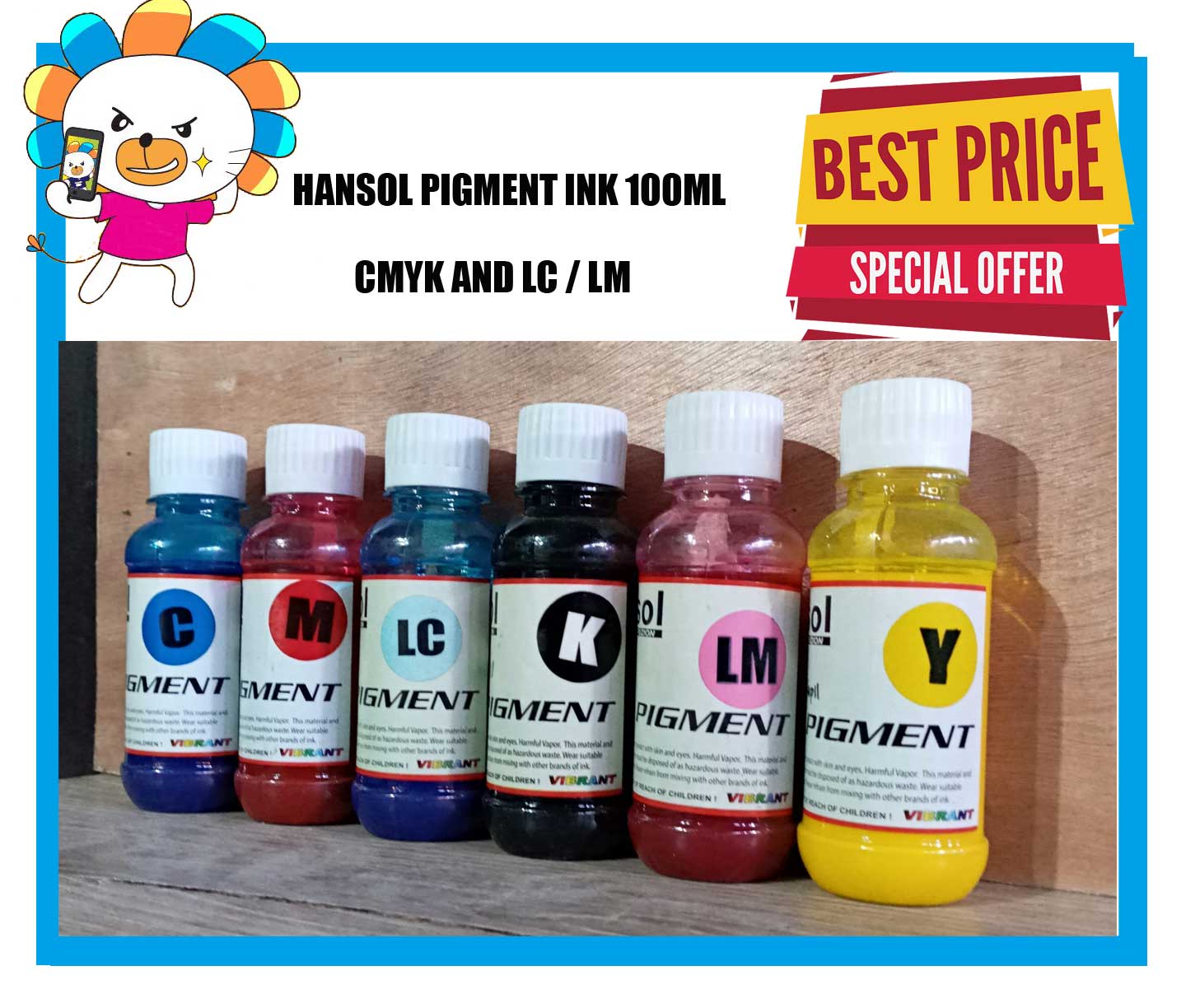 Hansol Pigment Ink Vibrant 100ml C/M/Y/K and LM/LC / per pc. | Lazada PH