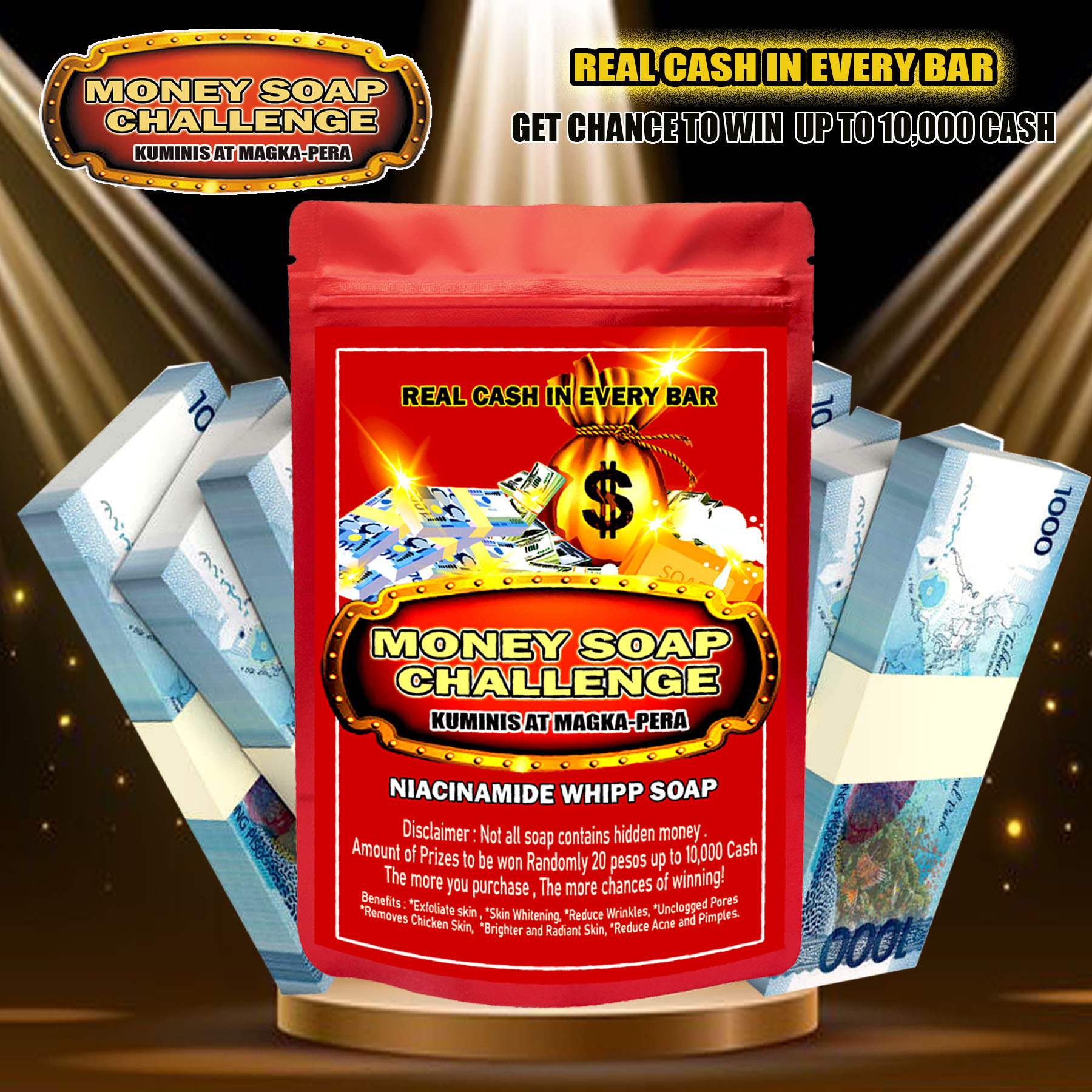 Money soap (RED) with price inside random amount coco berry soap ...