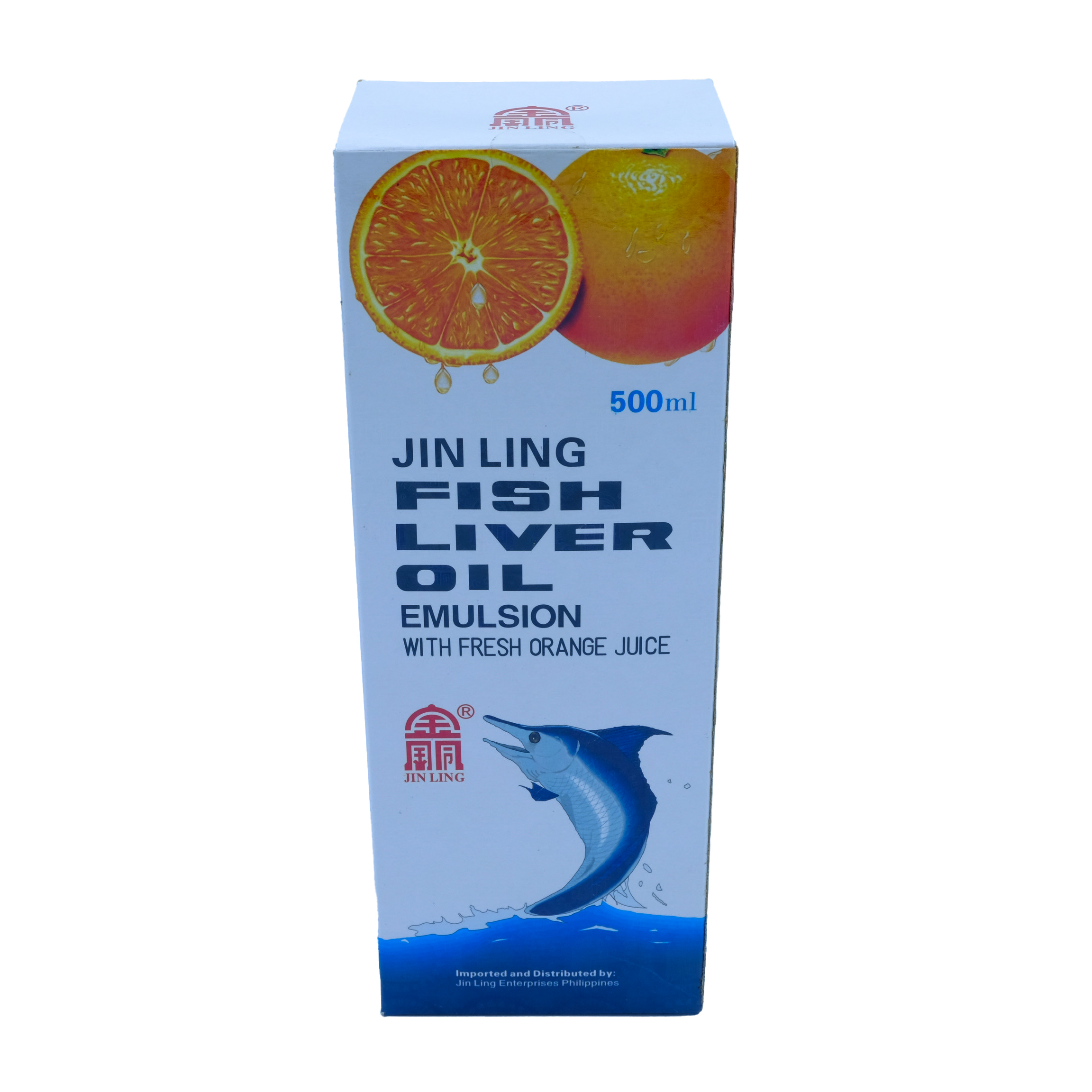 Jin Ling Fish Liver Oil Emulsion w/ Fresh Orange Juice (500ml x 10 ...