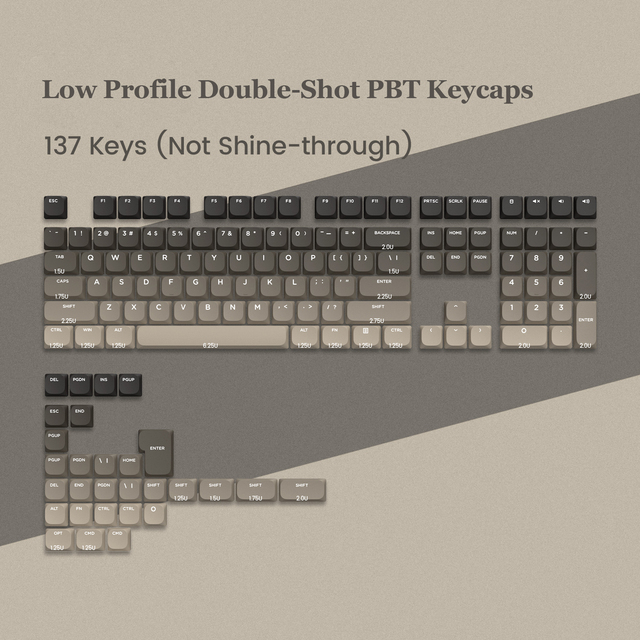 XVX Horizon Slim Keycaps PBT Low Profile Keycap 144 Keys for 60% 65% 75 ...