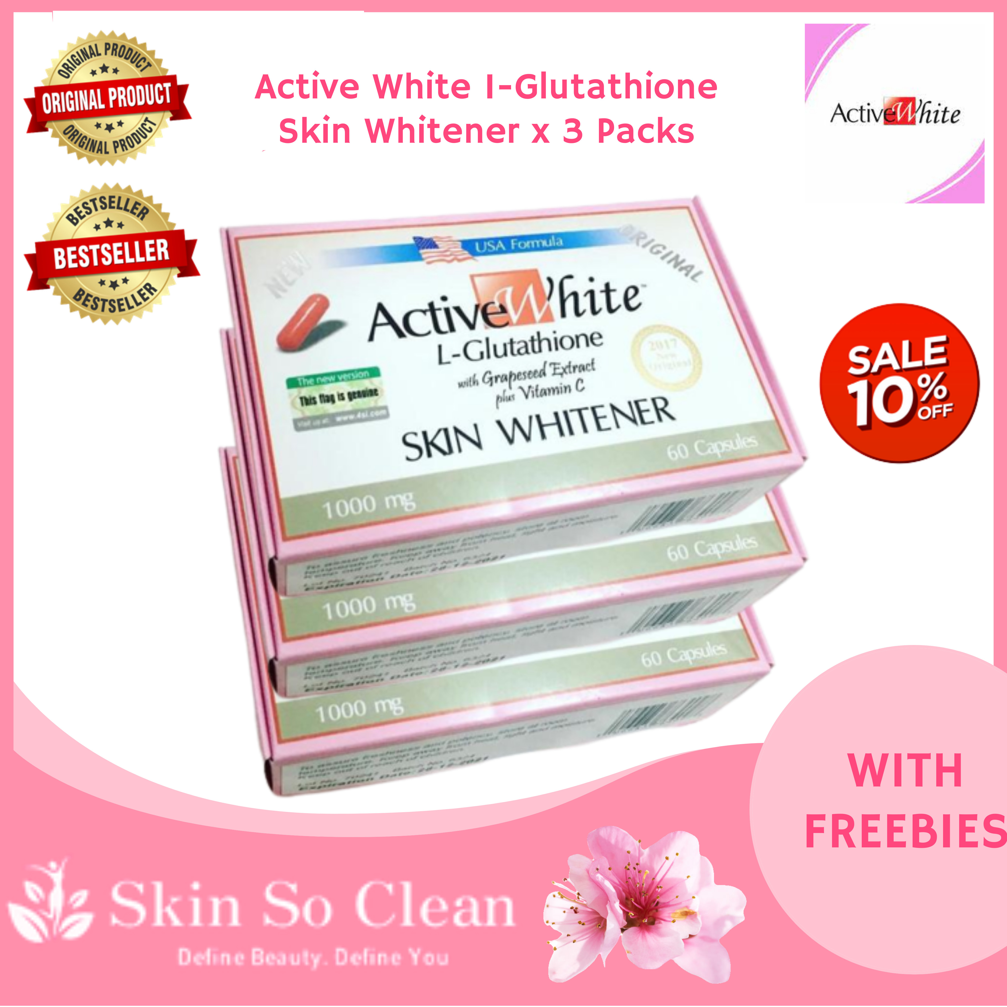 Skin So Clean CiCi Mart Active White L- Glutathione with Grapeseed ...