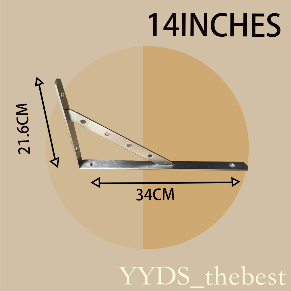 1 PAIR STAINLESS STEEL ANGLE BRACKET (SIZES; 6"/8"/10"/12"/14"/16 ...