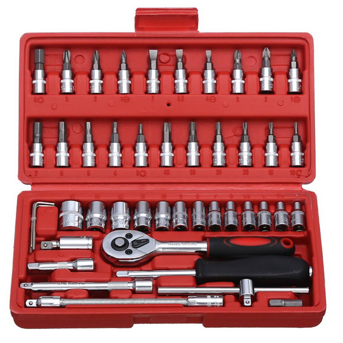 46pcs Tool Box Car Motorcycle Repair Set Hand Tools Home Service motor ...