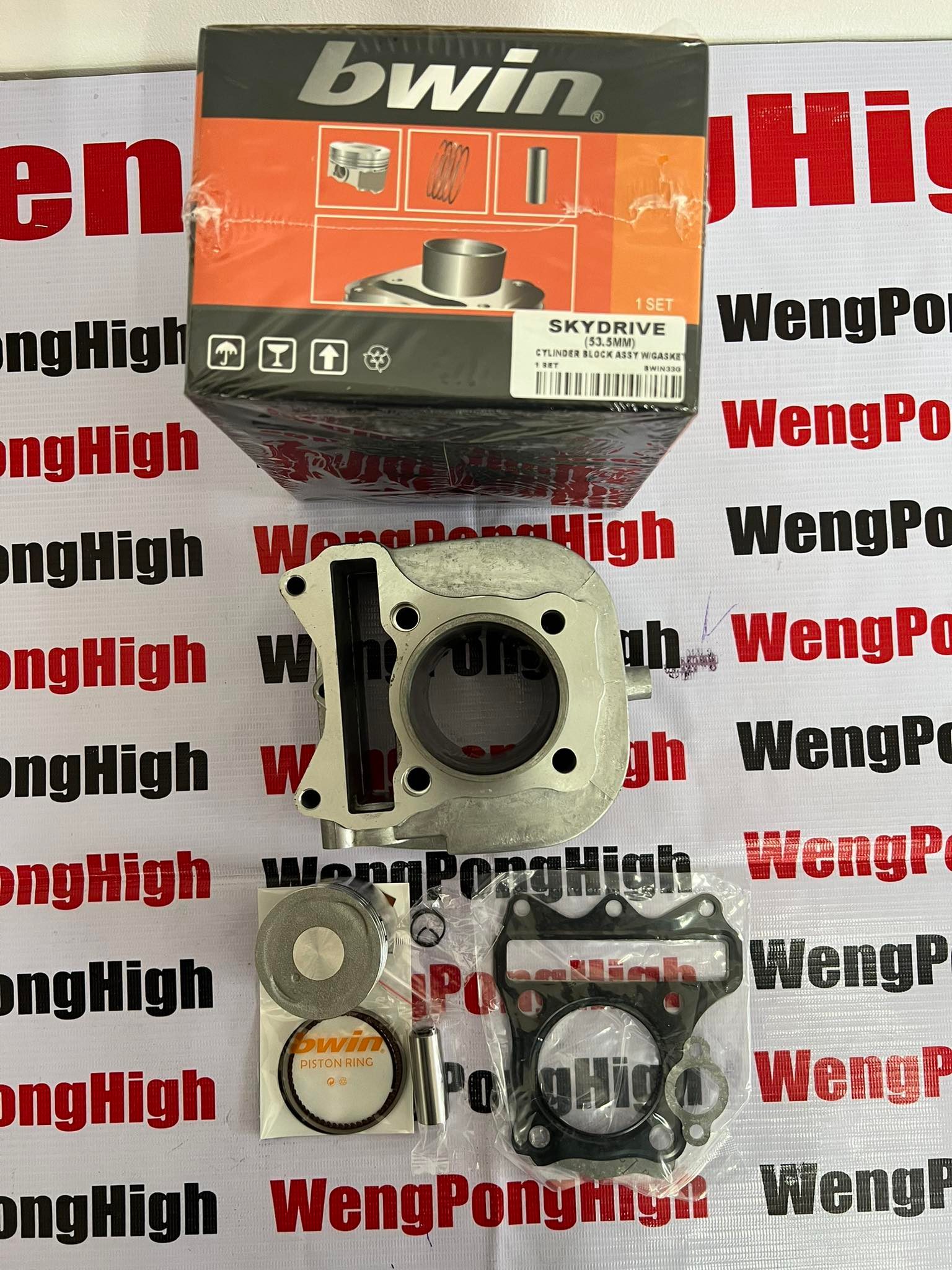 CYLINDER BLOCK SET SKYDRIVE CARB V1 53.5MM WITH GASKET BWIN BRAND ...