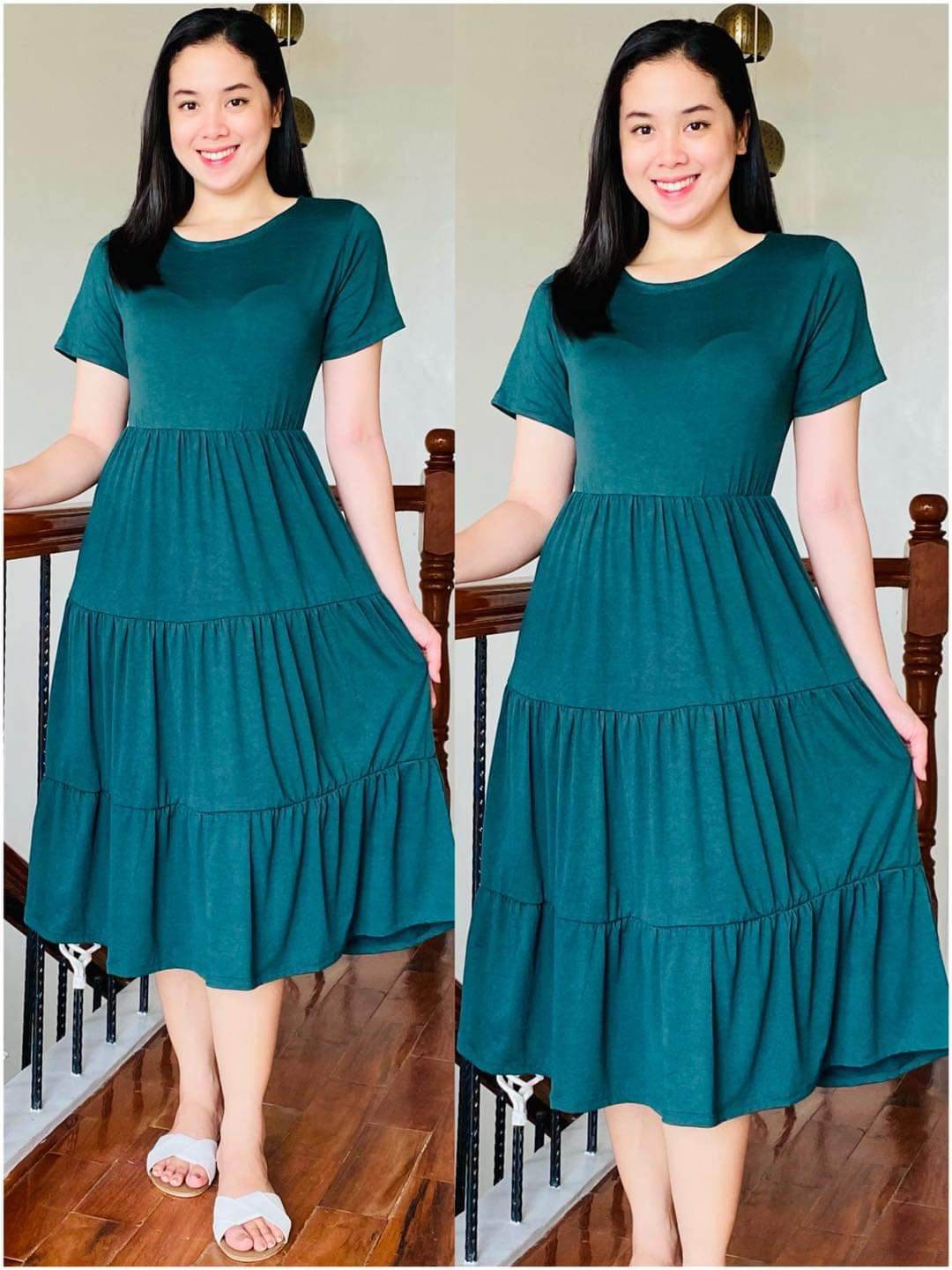 ANGELA 3 Layered Dress Korean Inspired Below the Knee Plain abd Printed ...