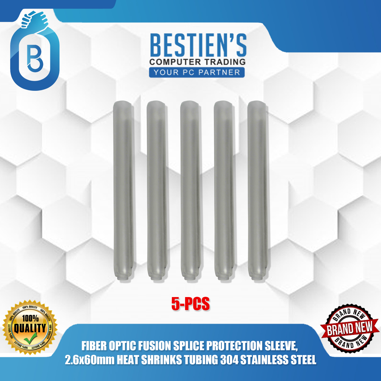 FIBER OPTIC FUSION SPLICE PROTECTION SLEEVE, 2.6x60mm HEAT SHRINKS ...