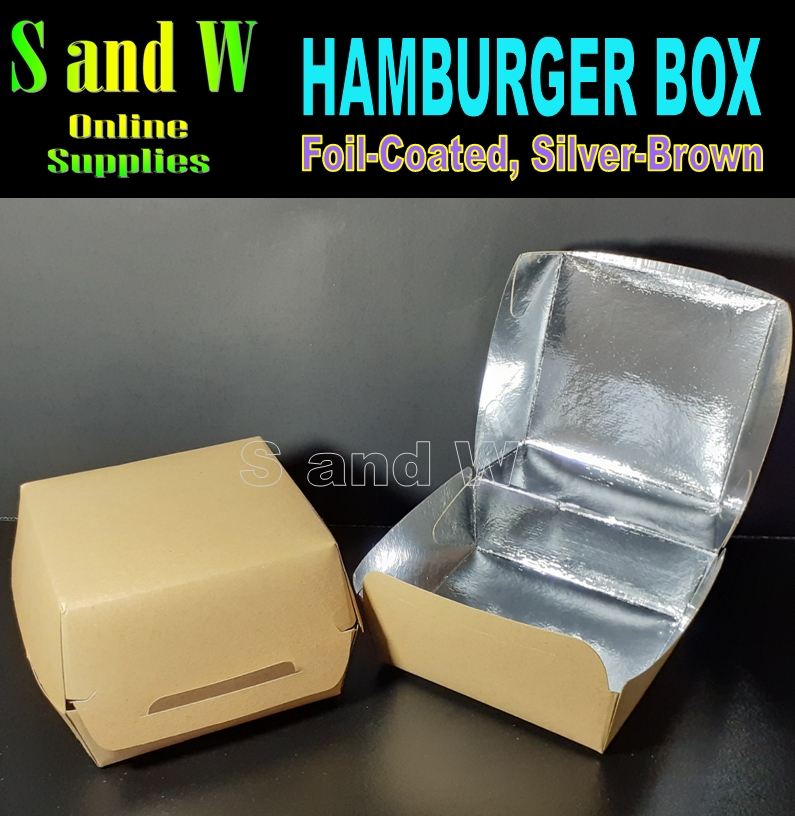 HAMBURGER Box, Burger Box, FOIL-COATED, Silver-Brown, 25 Pieces ...