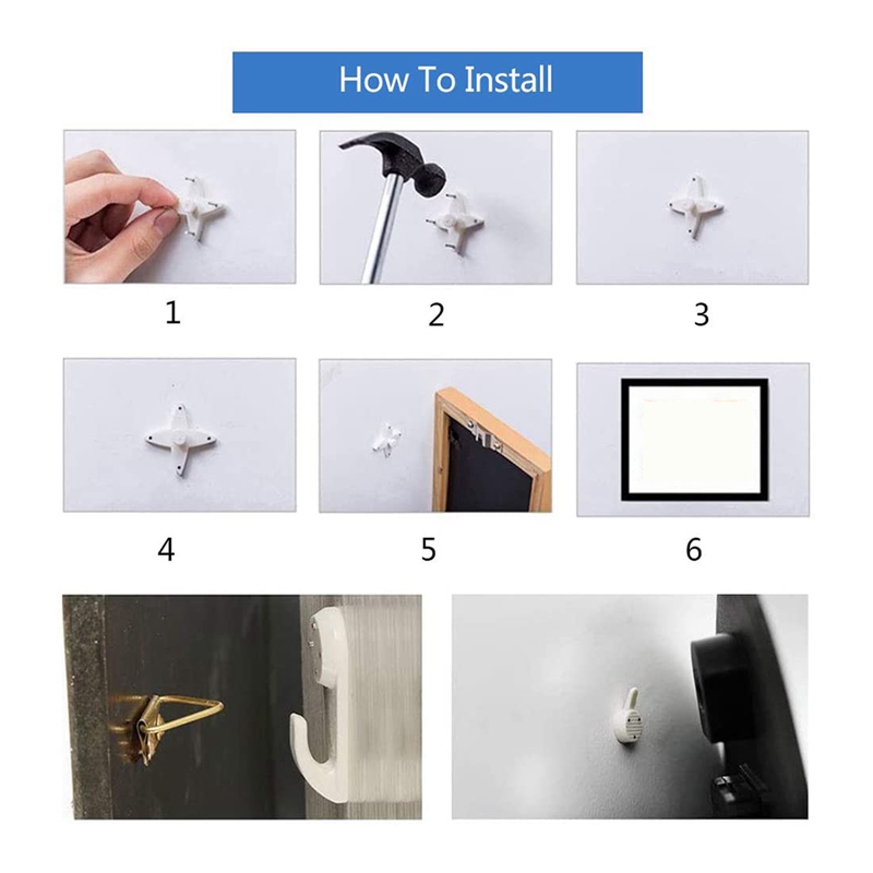 40Pcs Invisible Nail Screws Wall Hooks Picture Hangers Traceless Photo ...