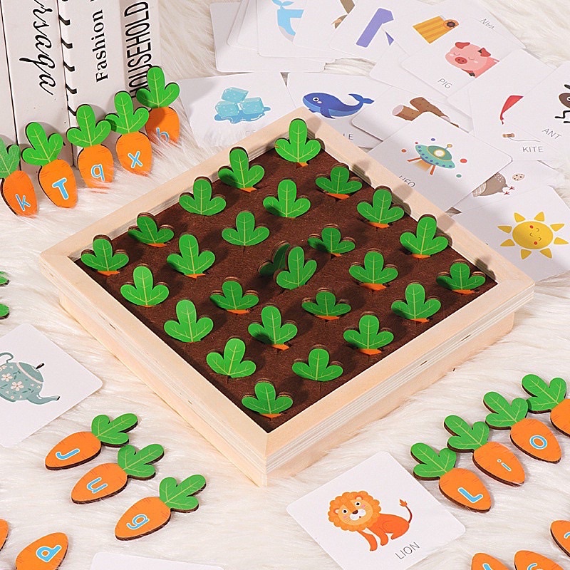 flash sales ⚡️Memory Pull Raddish Carrots Word Game Educational Toys ...