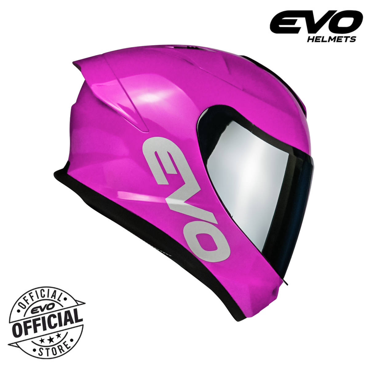 EVO SVX-02 Plain Glossy Rhodamine Red Full Face Dual Visor Helmet with ...