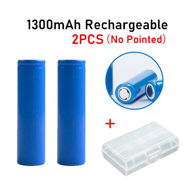 2PCS Rechargeable 18650 1300mAh 3.7V Battery Lithium Ion Pointed/No ...