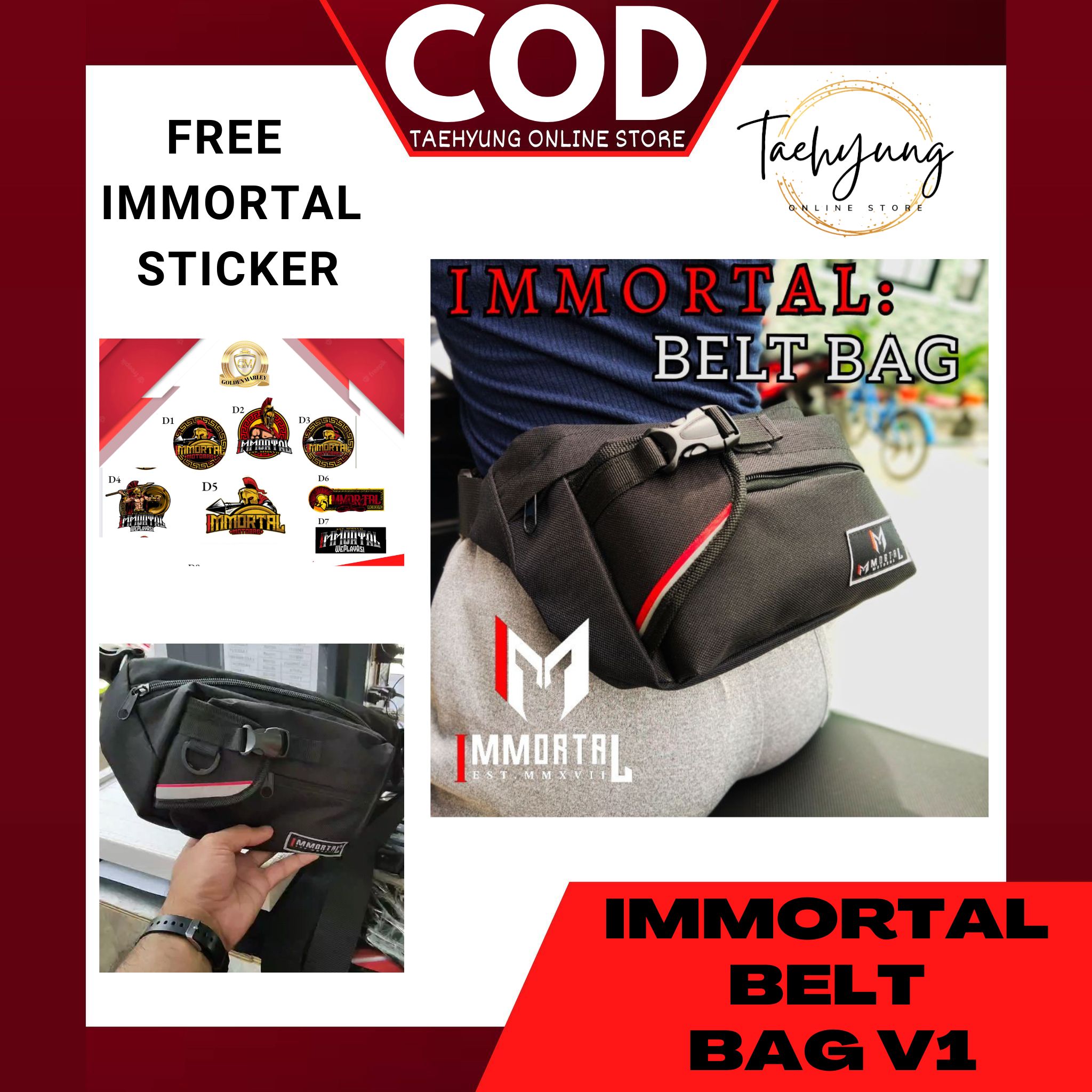 Belt Bag V1 By Immortal Motobag With Free Immortal Waterproof Glossy ...