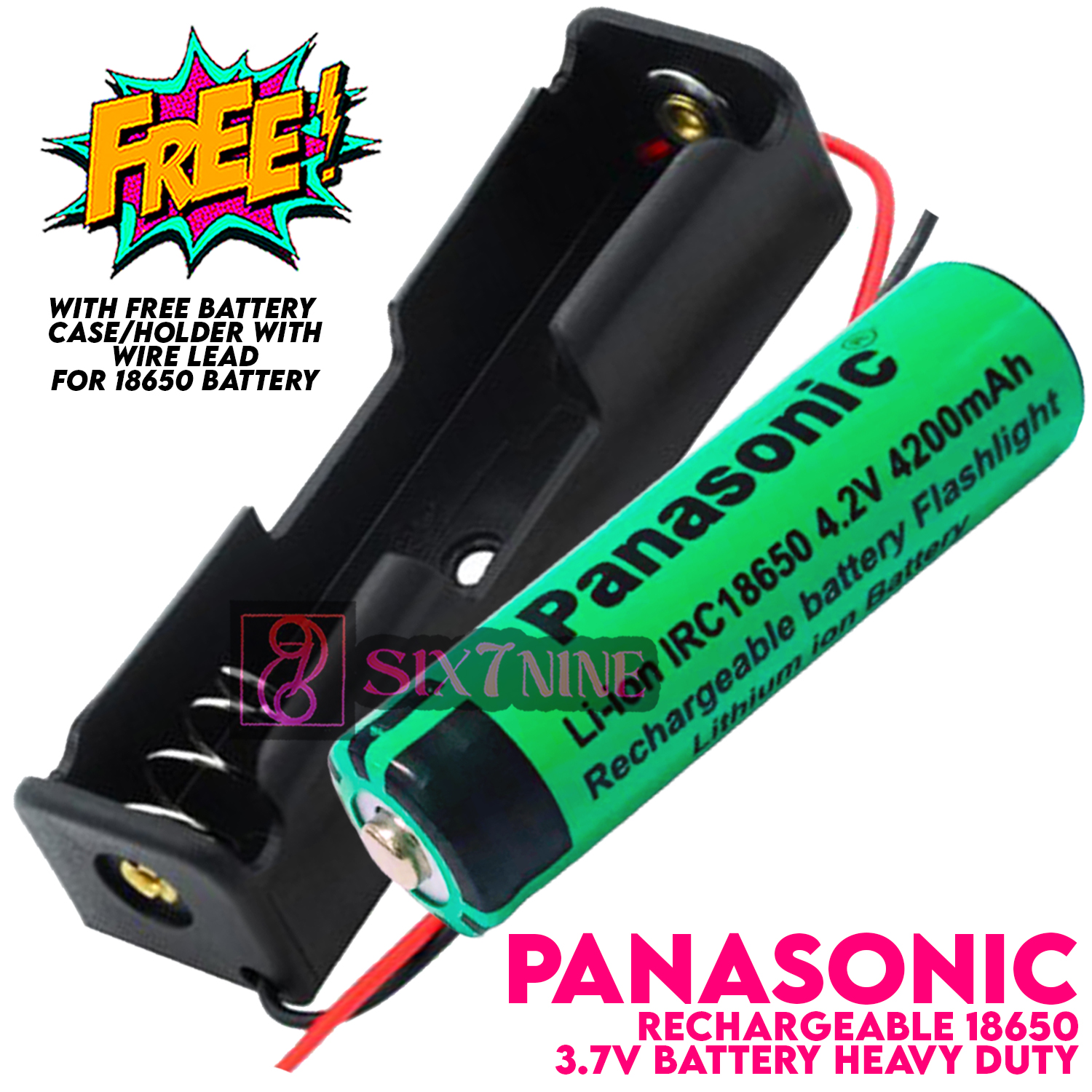 PANASONIC 18650 3.7V (4.2V) Rechargeable Battery With FREE 18650 3.7 ...