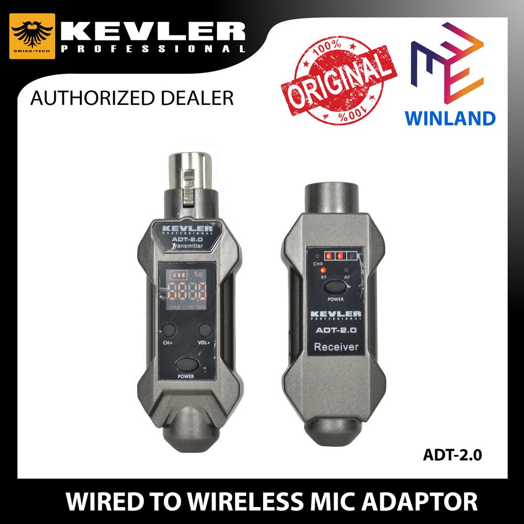 Kevler Professional UHF Wired to Wireless Microphone Converter ADT-2.0C ...
