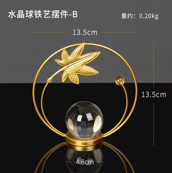 [COD] Golden Leaf Sculpture Statue with Crystal Ball Metal Leaf ...