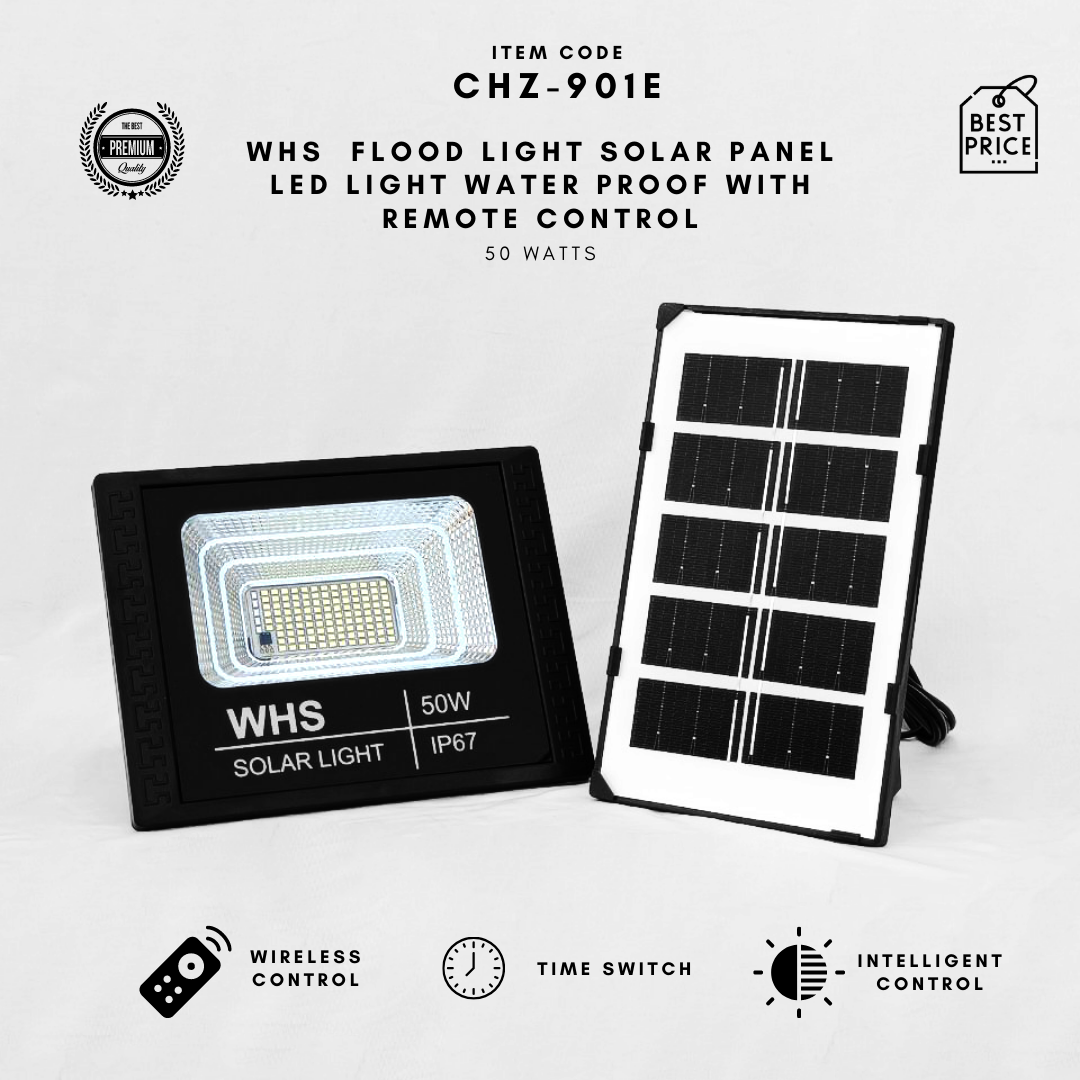 WHS Flood Light Solar Panel Led Light Water Proof With Remote Control ...
