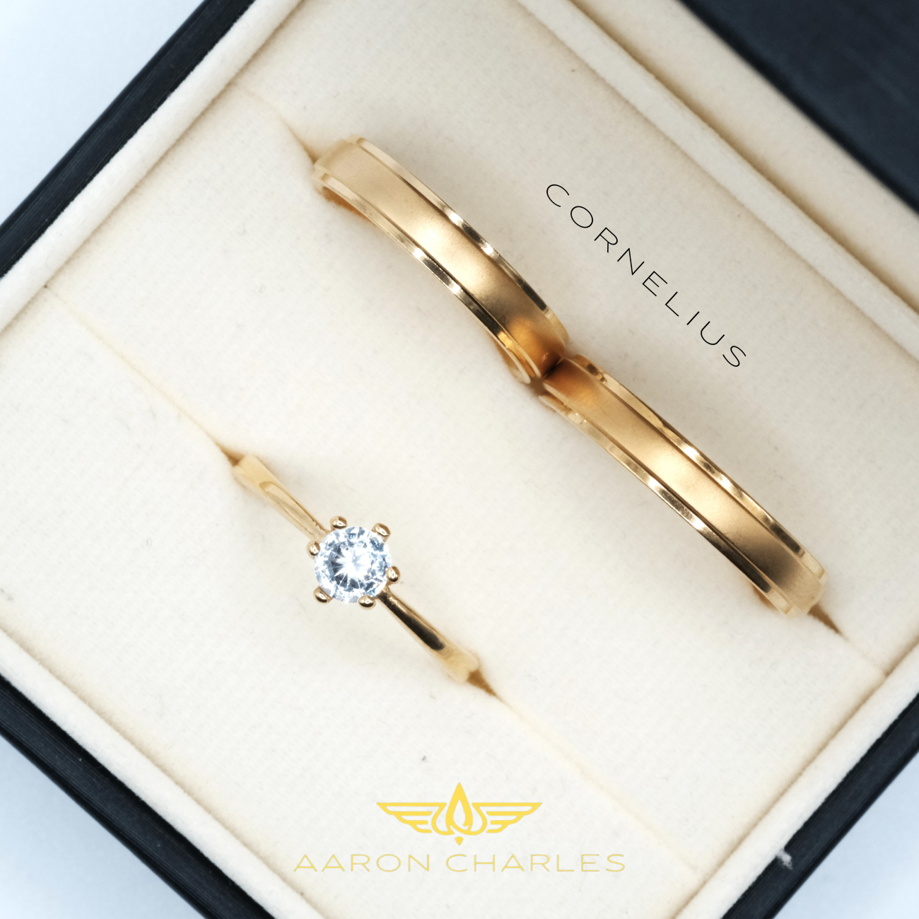 [AC] 3 in 1- Free Engraved Name Wedding Rings with Free Engagement Ring ...