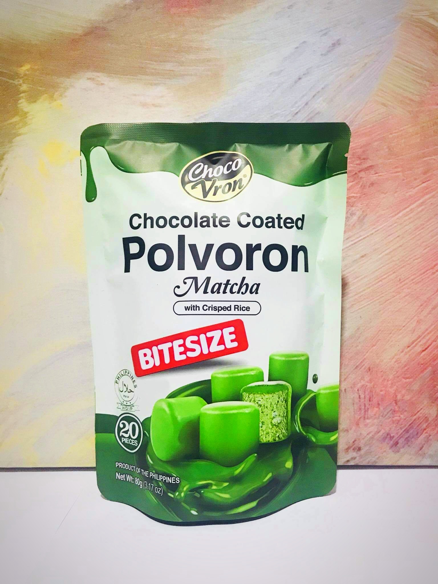 ChocoVron Chocolate Coated Polvoron Matcha with Crisped Rice 80g ...