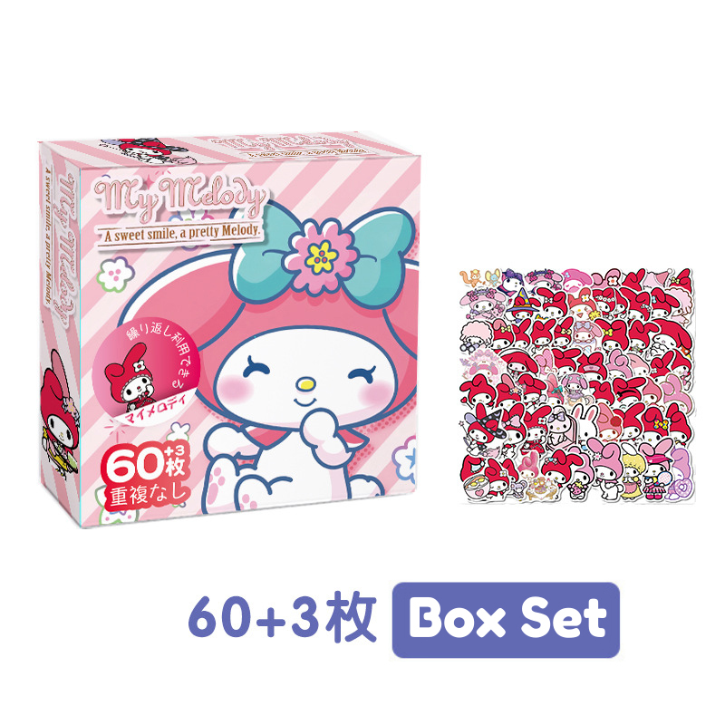 63PCS/Box SANRIO STICKER Box Set Kuromi Cinnamoroll Waterproof Kids ...