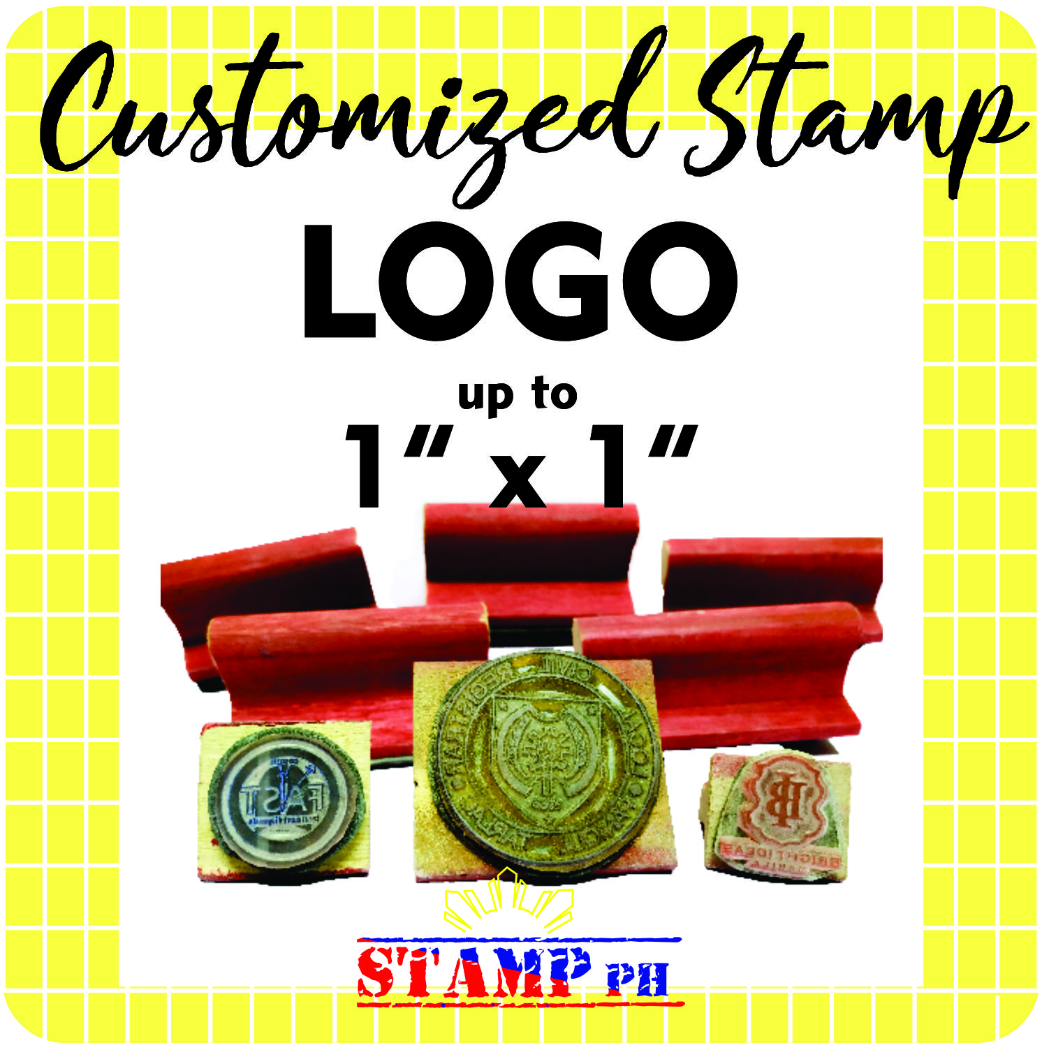 Rubber Stamp Customized or Personalized LOGO Design Wood Handle 1x1 ...