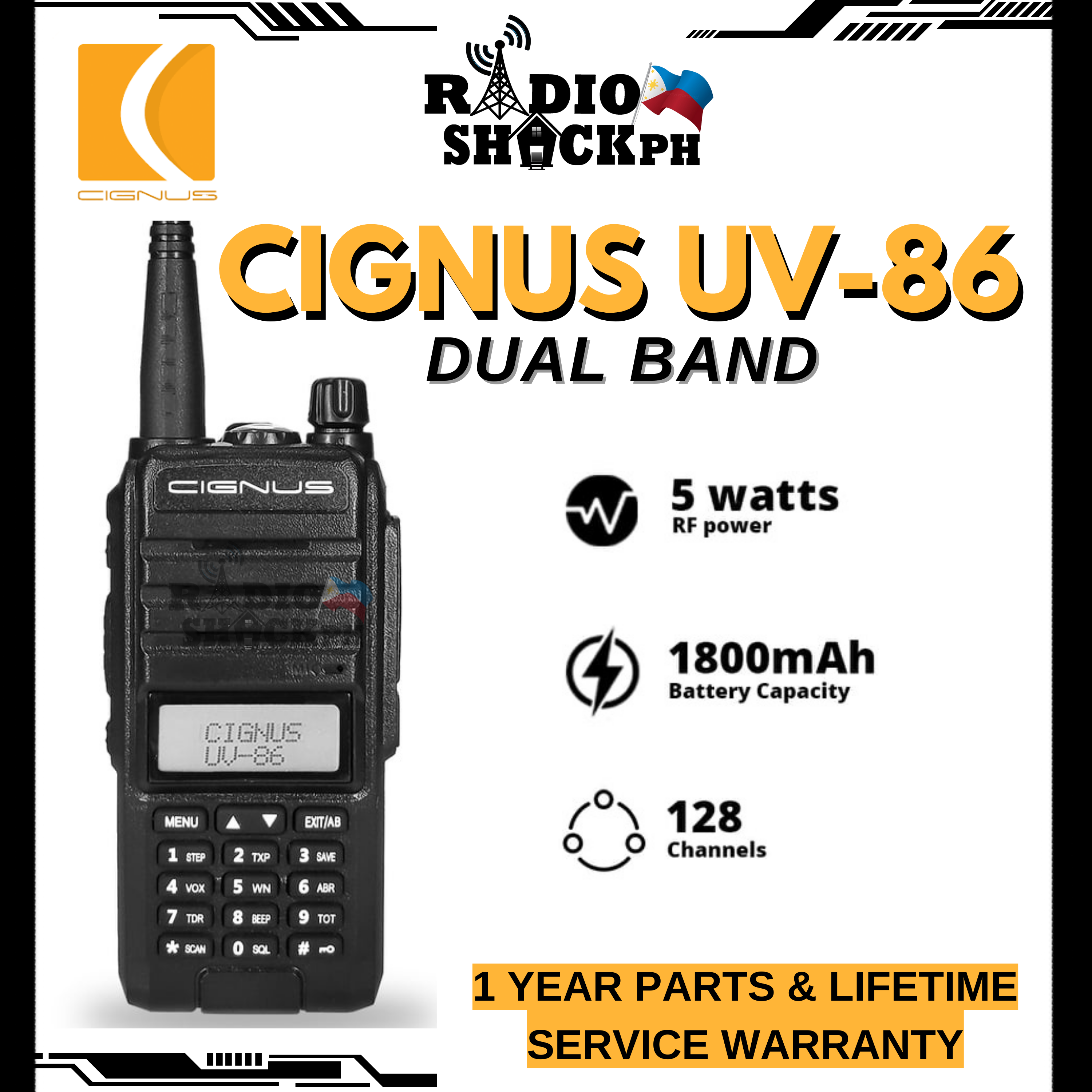 FREE ANTENNA!!! Cignus UV86 Dual Band 5 Watts Power Cheapest Dual Band ...