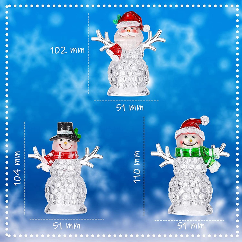 3 Pcs Ice Cube Snowman Christmas Ornament Christmas Night Light ...