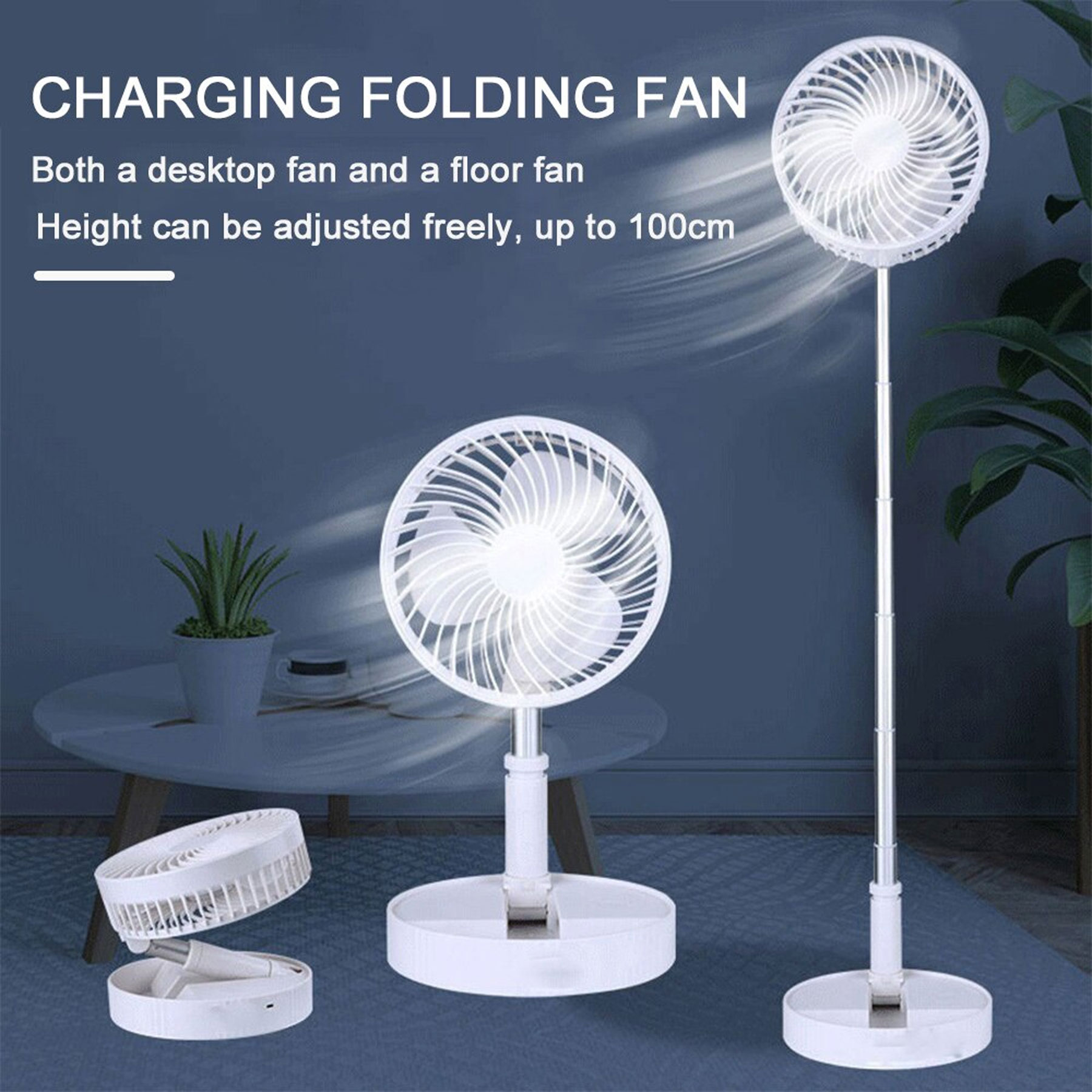P9 Cordless Telescopic Foldable Stand Fan Floor / Desk USB Fan Original ...
