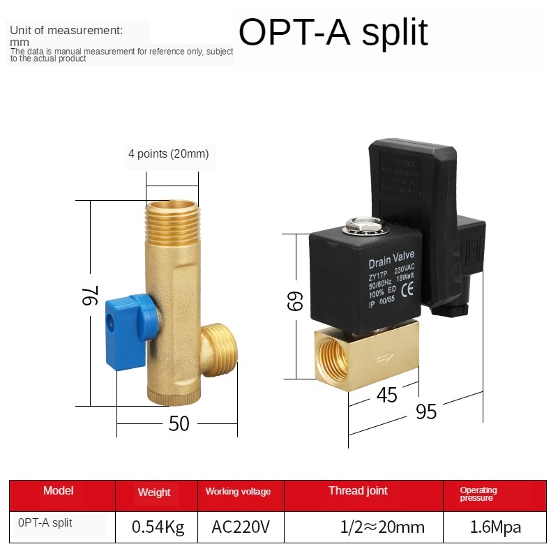 Electronic drain valve automatic switch opt-a split opt-b integral ...
