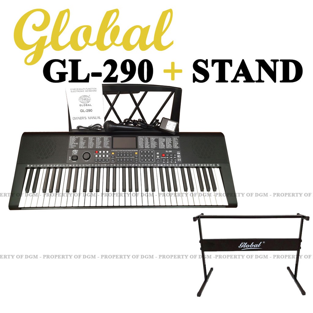 61 Keys Multi Function Electronic Keyboard Global GL-290 with Piano ...