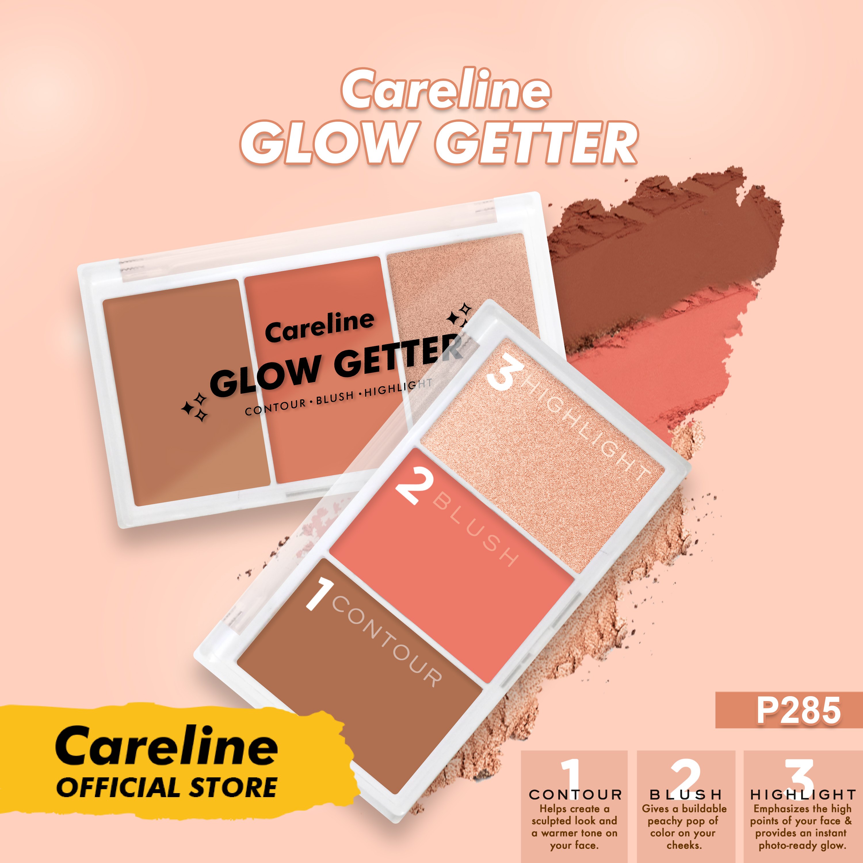 CARELINE GLOW GETTER 10g [Multi use, Palette, Blush on, Highlighter ...