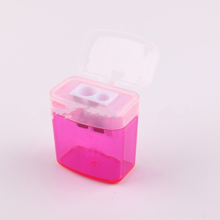 Double Hole Plastic Pencil Sharpener With Cover Large Aperture Pencil ...