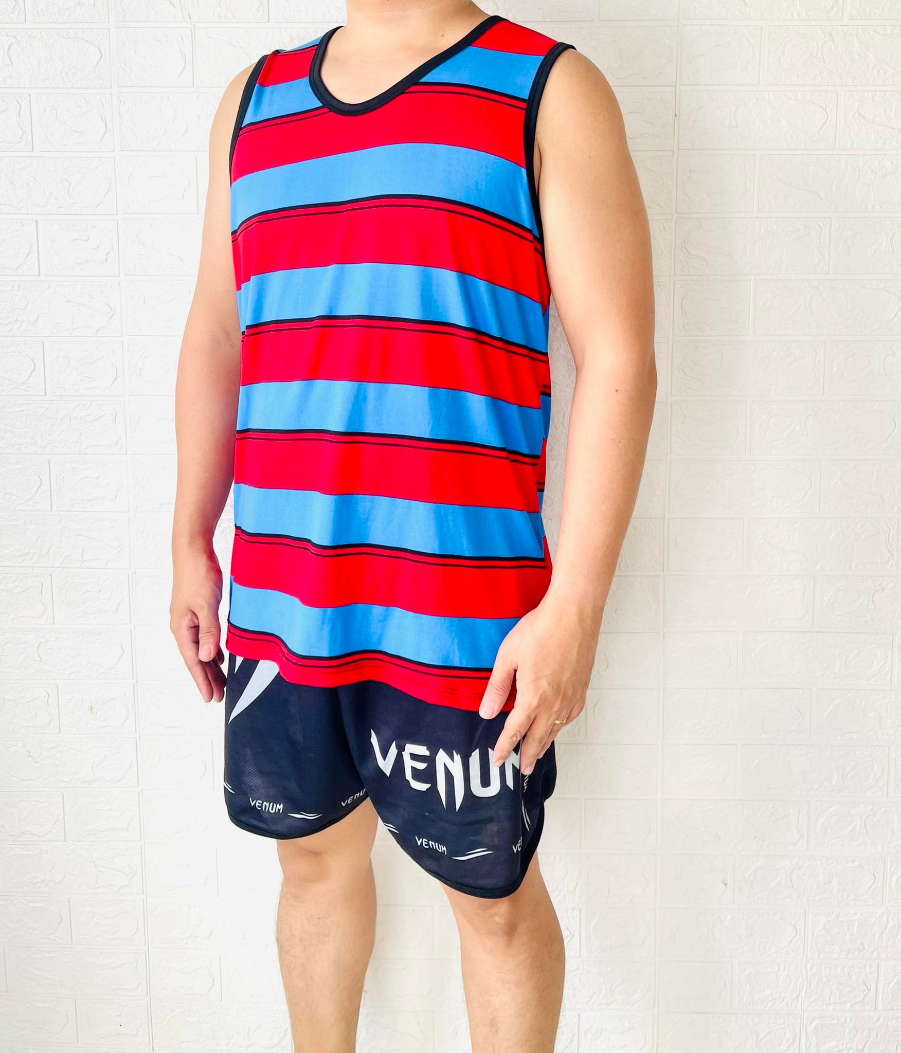 Mens Sleeveless Cotton Spandex Sando Tanks Stripes Print | Lazada PH