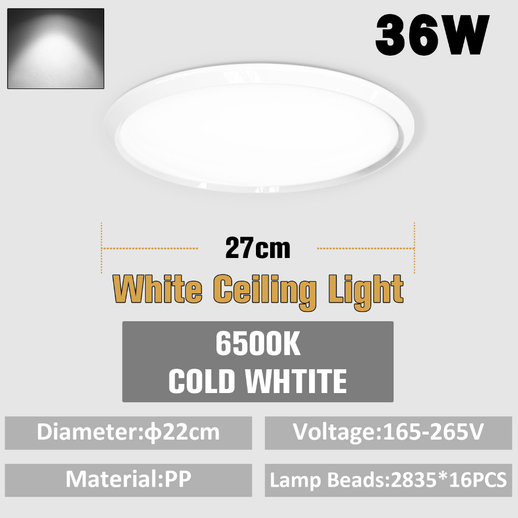 Tricolor LED Ceiling light Fully Sealed Surface Mounted Round Center light for ceiling Thin ...