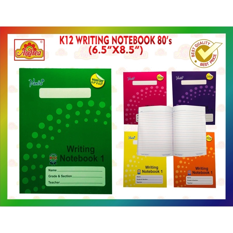 Vanda K-12 writing prep to grade 1 notebook | Andrea | Lazada PH