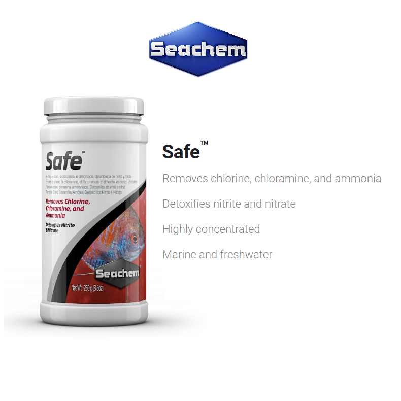 Seachem Safe 50g, 250g, 1kg (Removes chlorine, chloramine, and ammonia ...