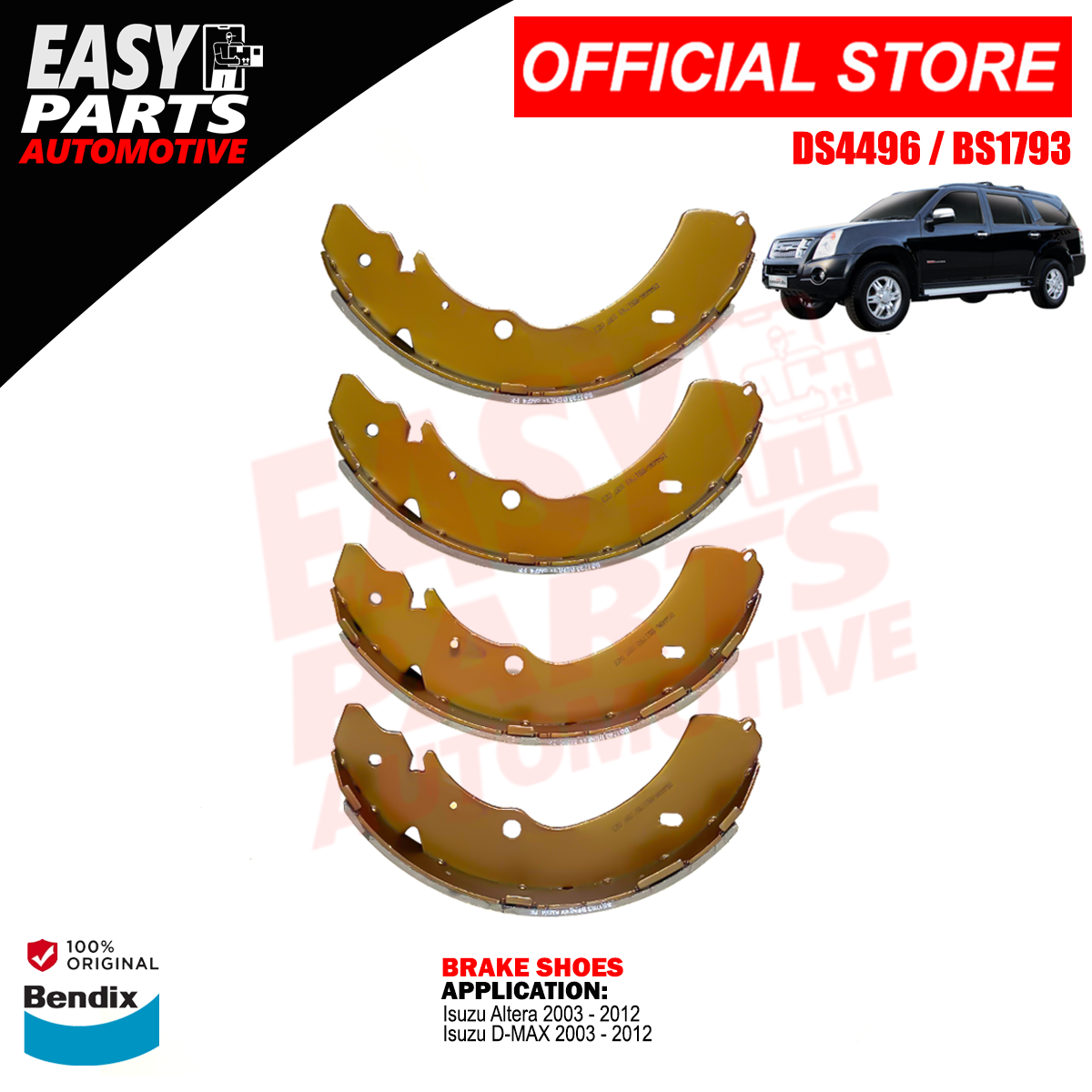 Bendix Brake Shoes DS4496 / BS1793 Isuzu Altera, D-MAX | Lazada PH