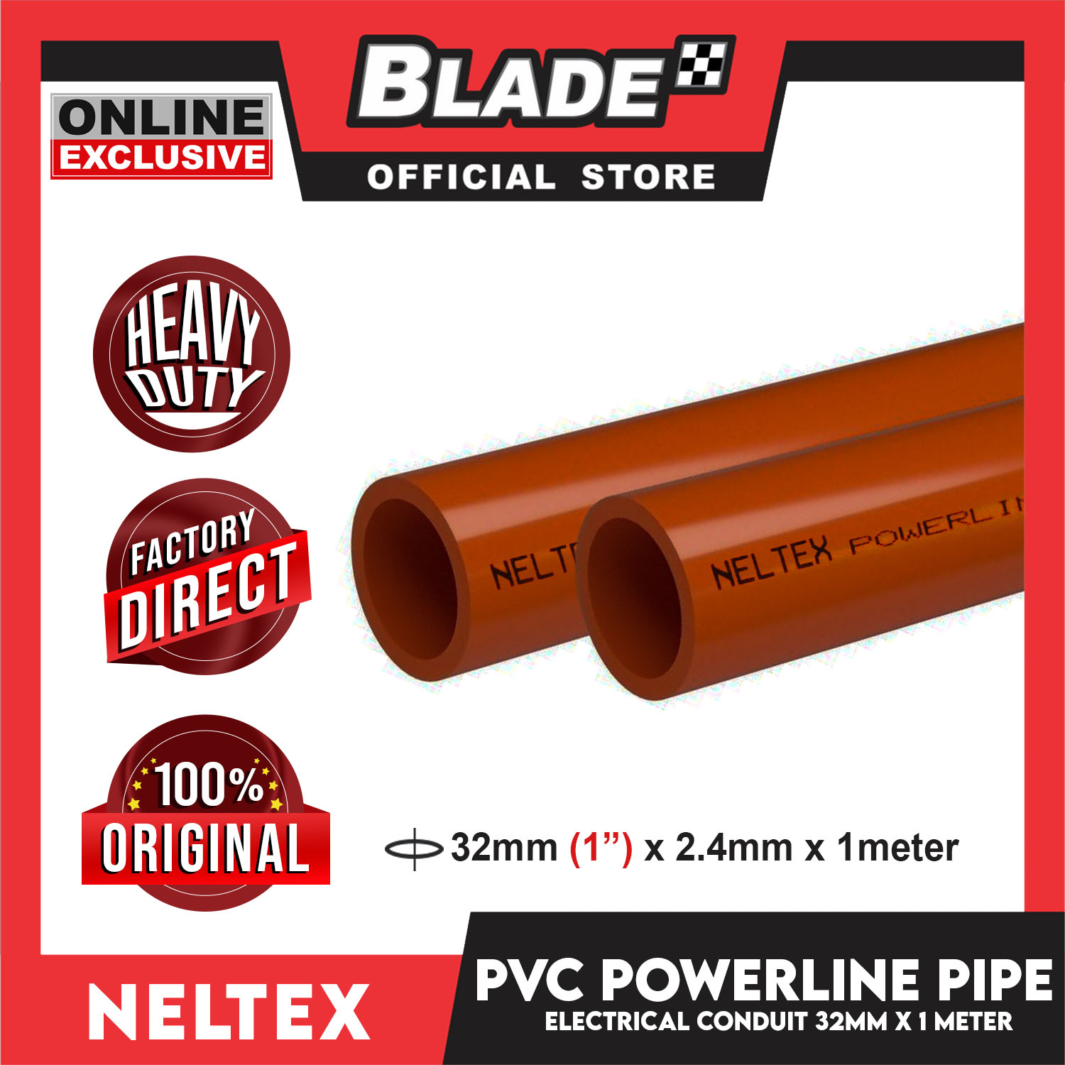 Neltex PVC Powerline Electrical Conduit Pipes 32mm(1'') x 1meter ...