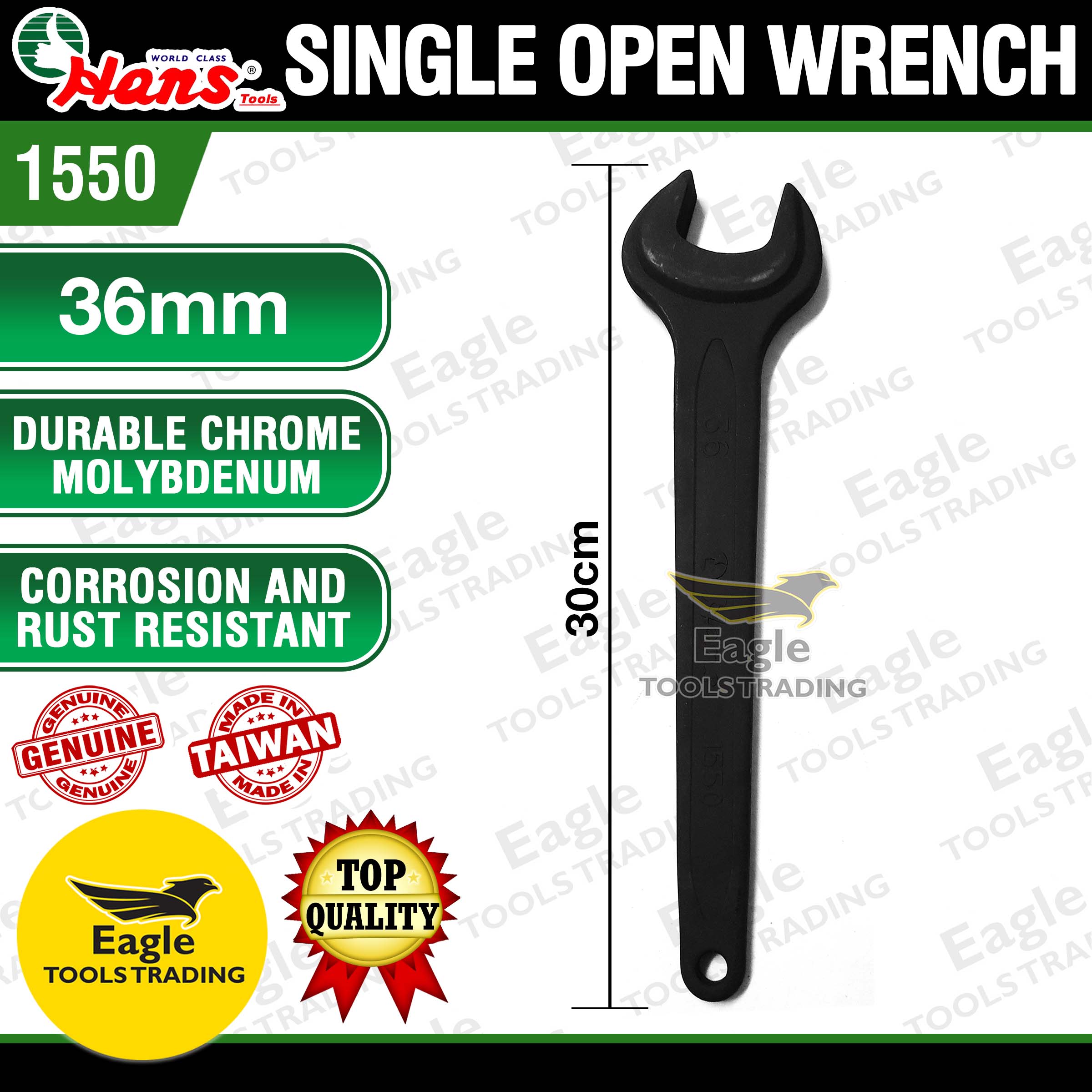 Hans Single Open Wrench 36mm | Open ended wrench 30cm length single ...